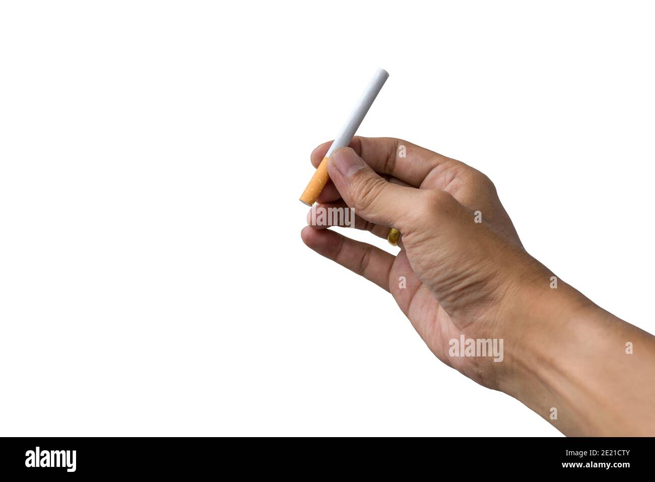 Man's hand holding a cigarette isolated on white background Stock Photo ...