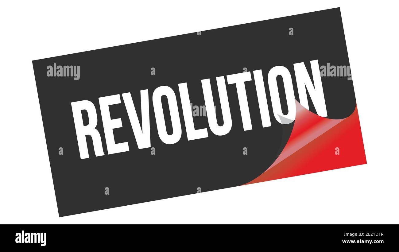 REVOLUTION text written on black red sticker stamp Stock Photo - Alamy