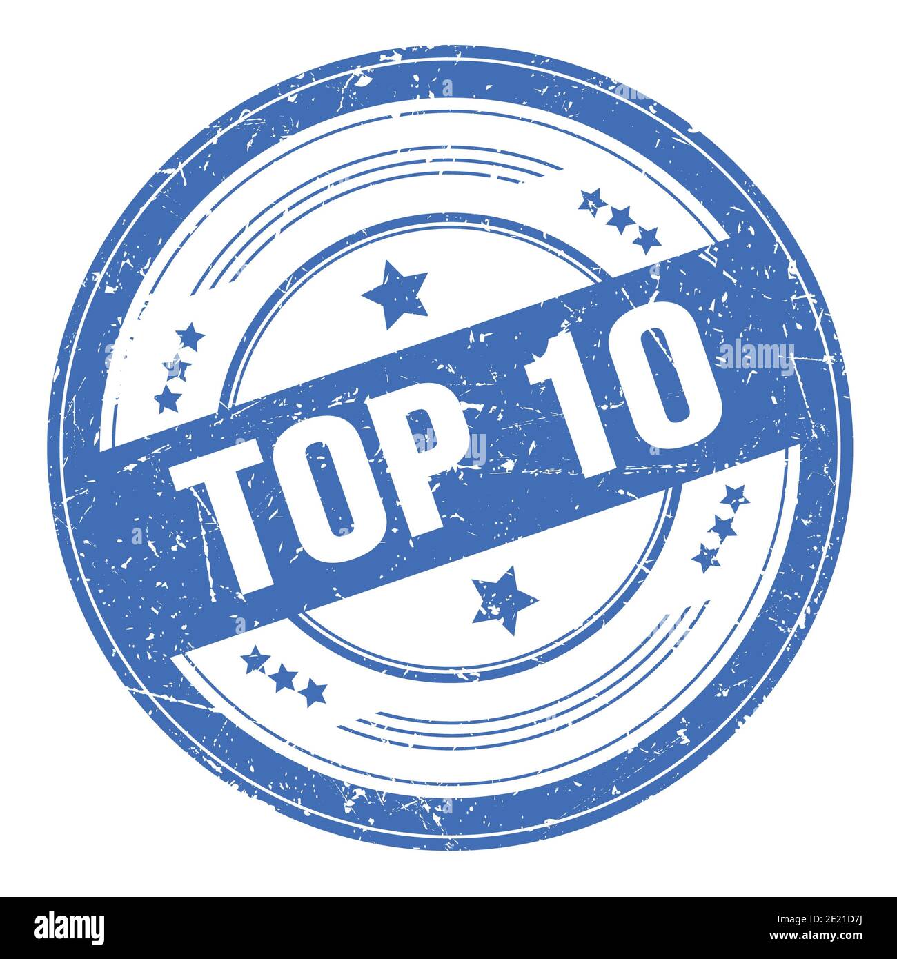 TOP 10 text on blue round grungy texture stamp Stock Photo - Alamy