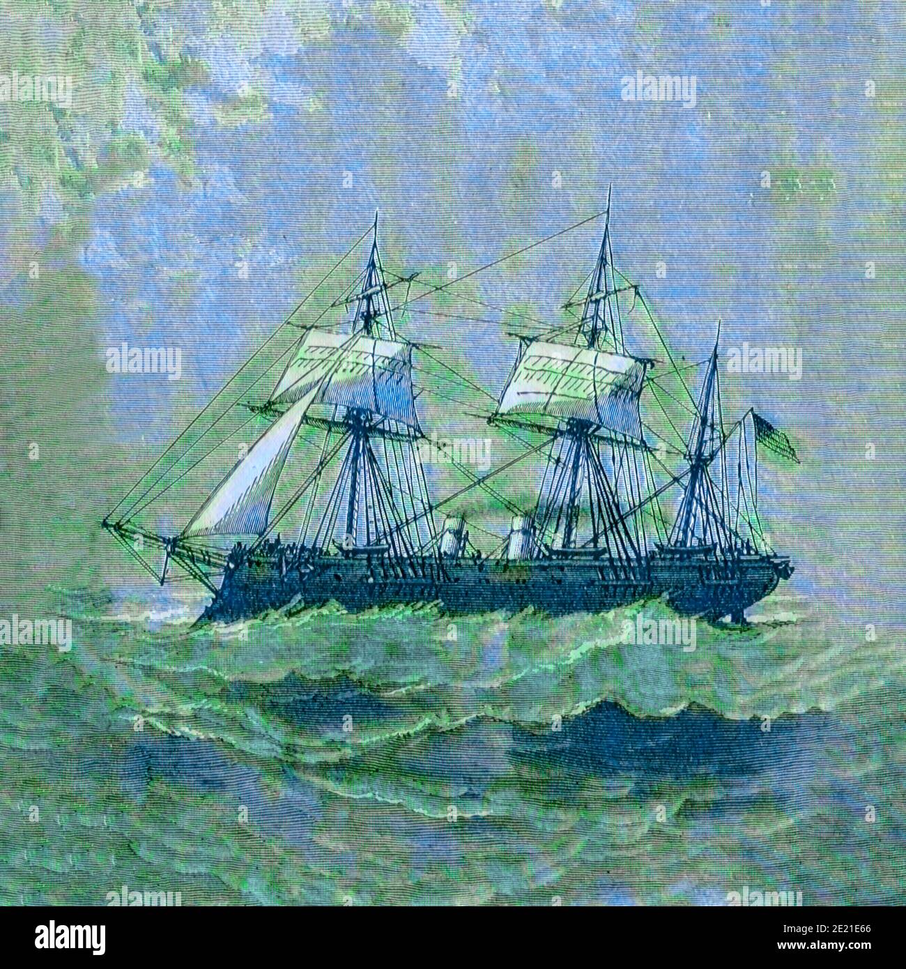 The U. S. frigate Abraham Lincoln From the Book Twenty thousand leagues ...