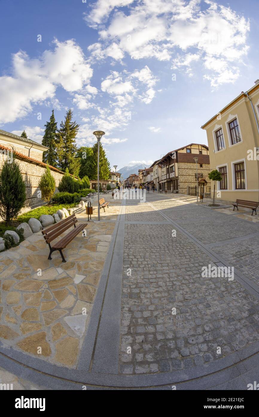 Spherical view of the square and the street in Bansko old town with it ...