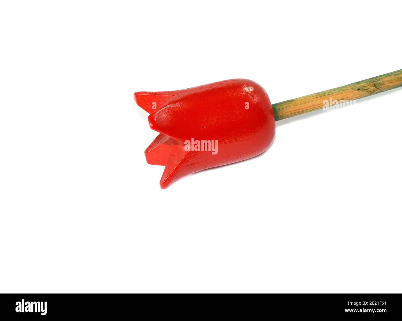 Red Wooden Tulip isolated on white background Stock Photo - Alamy