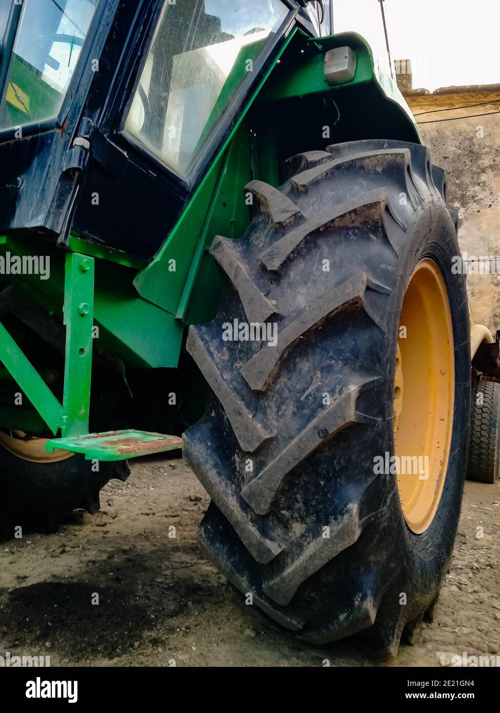 Closeup of a wheel of a tractor Stock Photo - Alamy