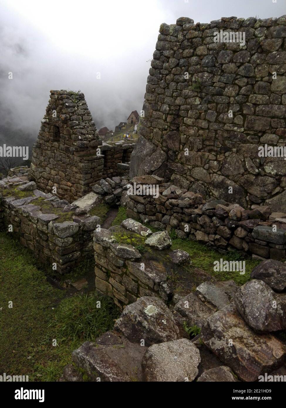 Machu Picchu frames with a view of Huayna Picchu Sacred Valley in Peru ...