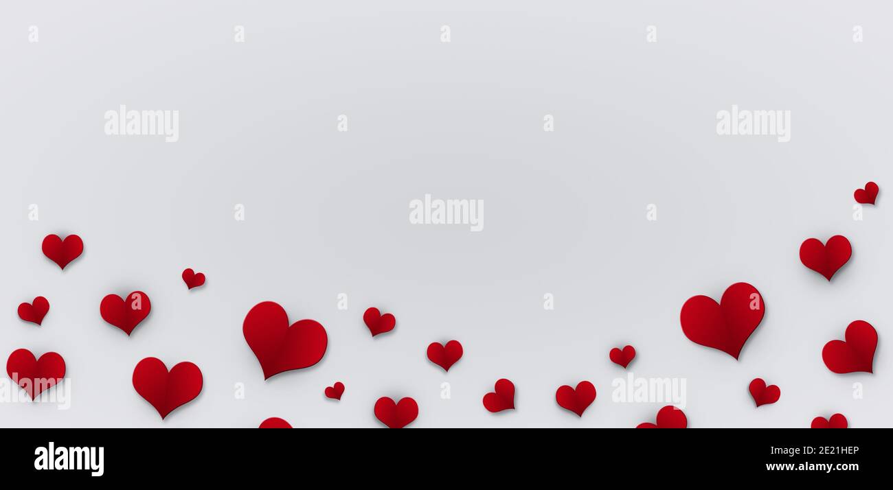 valentines day red hearts decoration banner bright holiday background ...