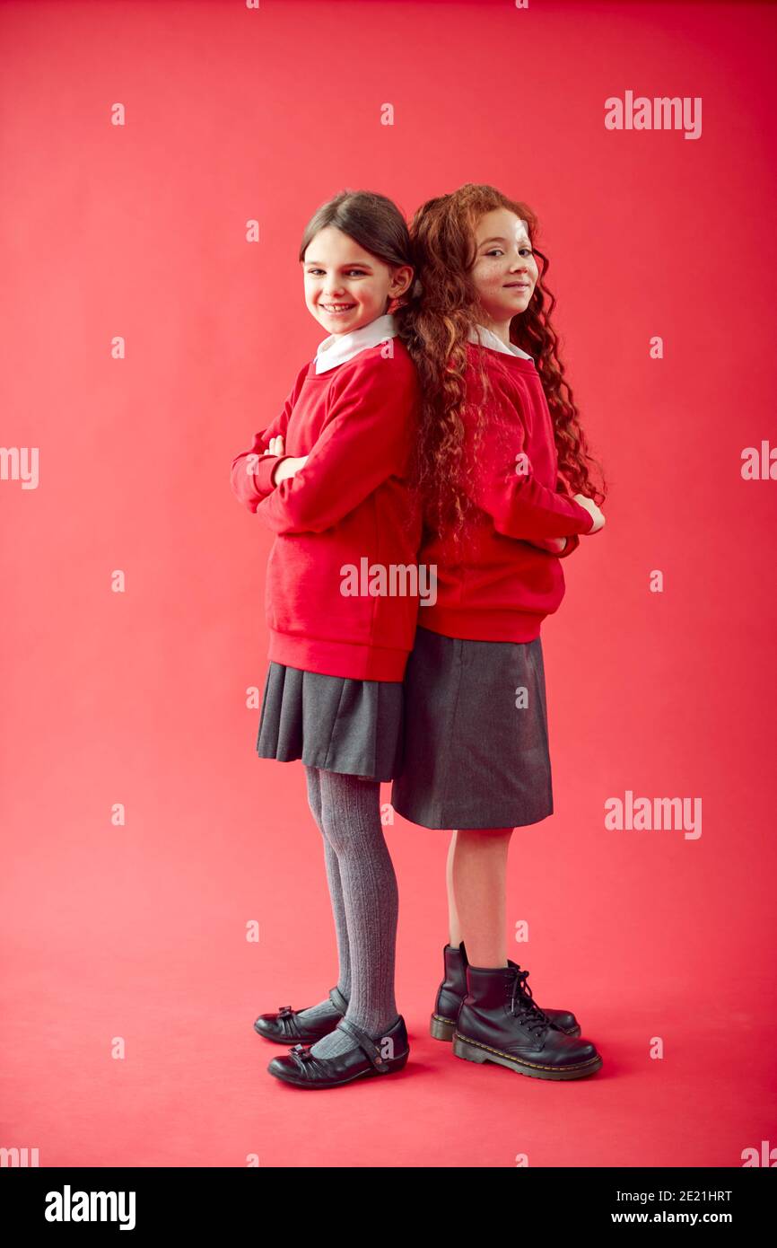 School all girls uniform back view hi-res stock photography and images ...