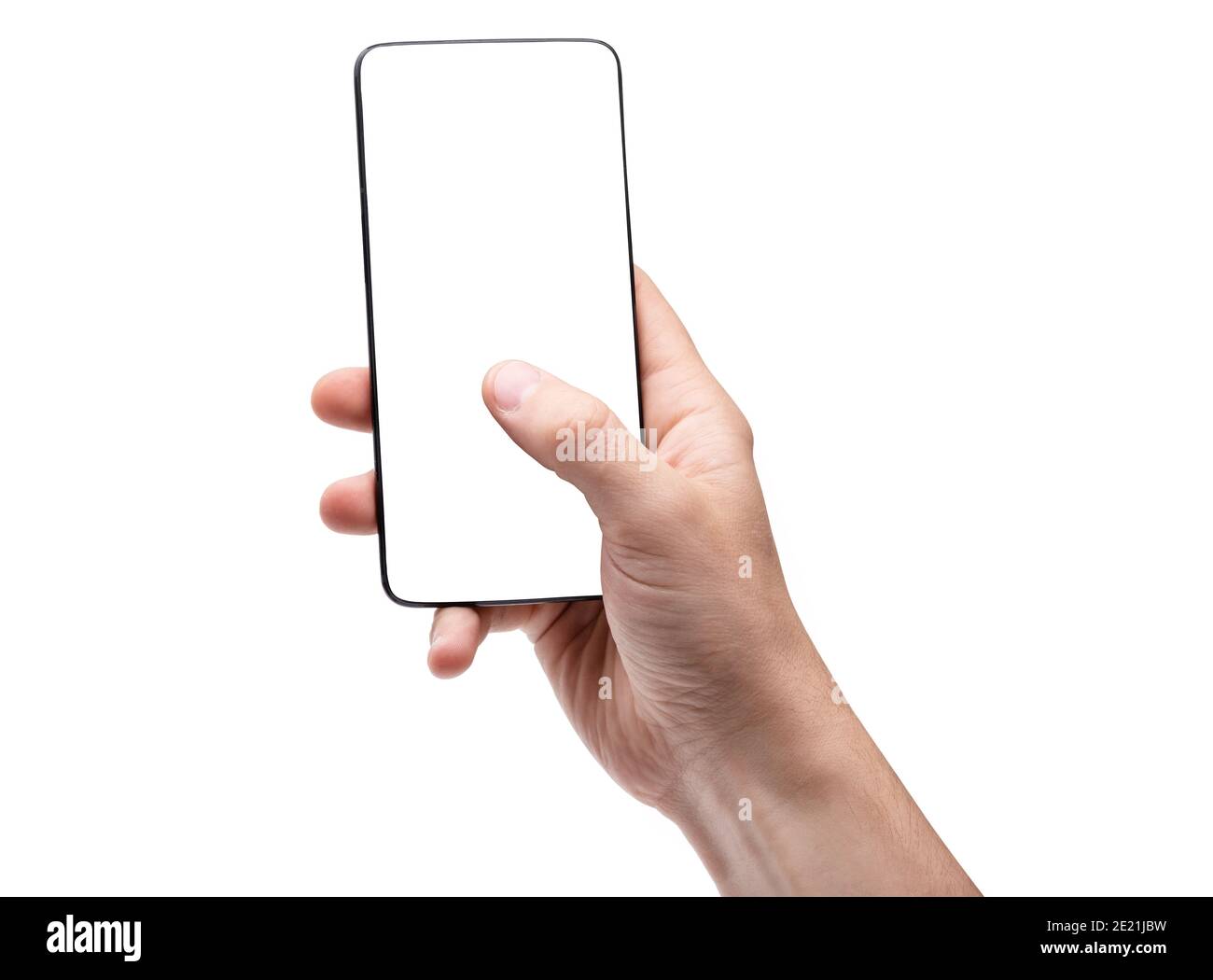 Smartphone with empty screen standing vertically Stock Photo - Alamy