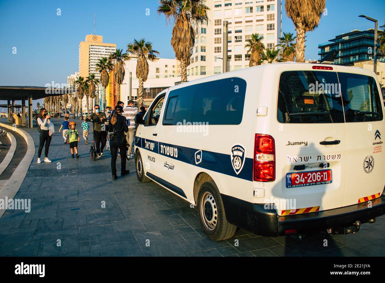 Tel Aviv Israel January 10, 2021 View of a traditional Israeli police ...