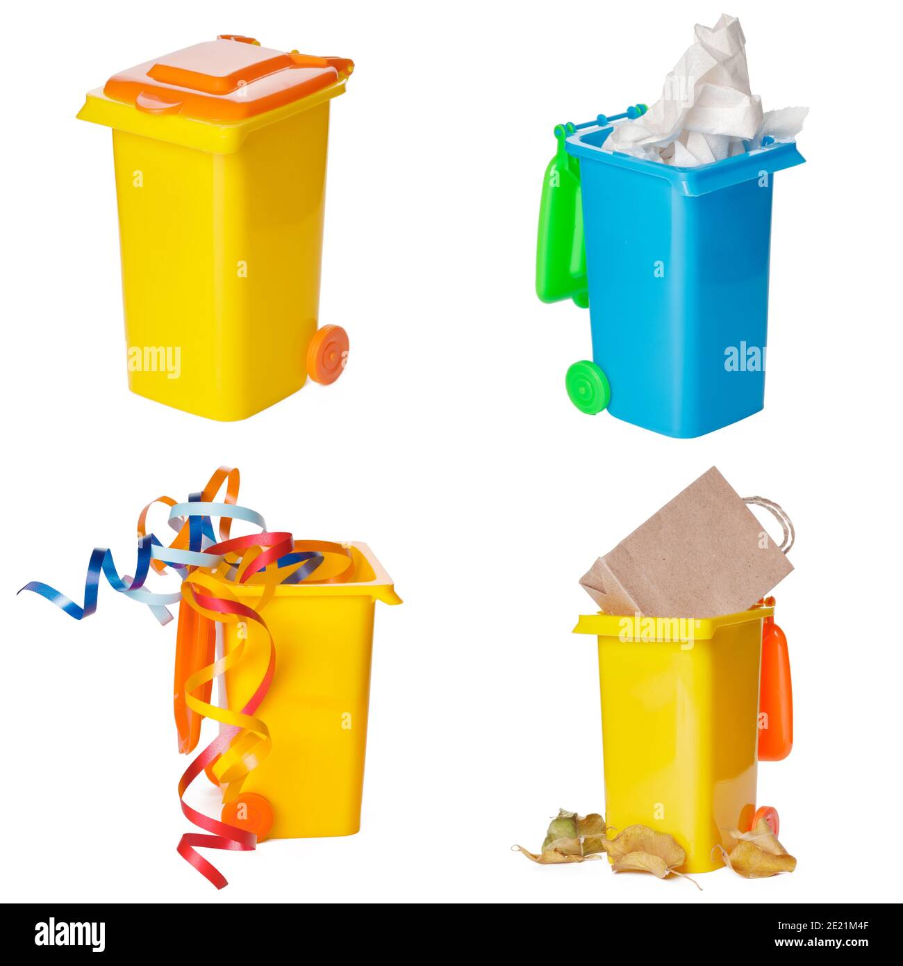 Multicolored Garbage Trash Bins, Recycling Bin, Garbage Bin waste ...