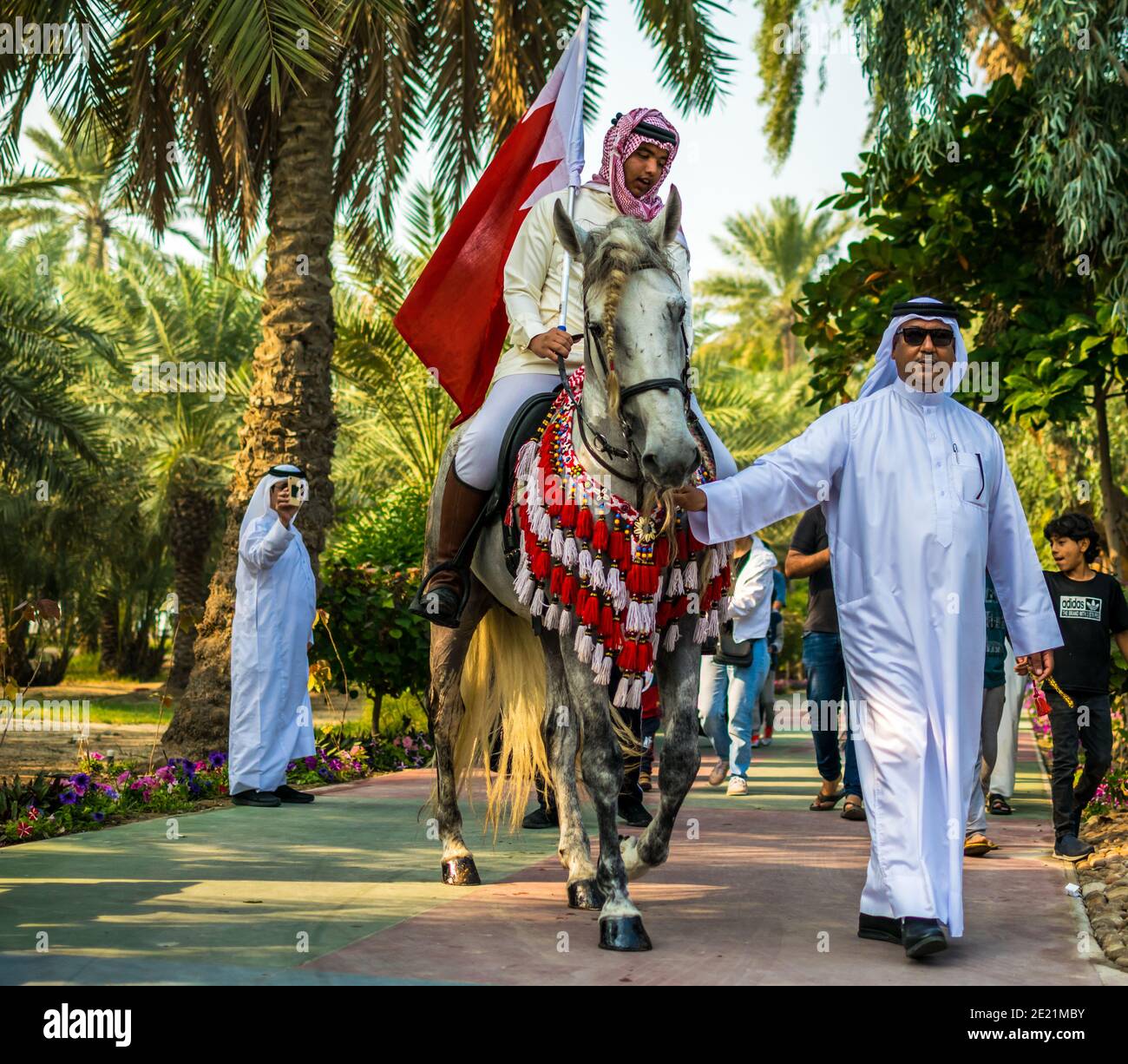 MANAMA, BAHRAIN - Feb 04, 2019: A group of people in their traditional ...