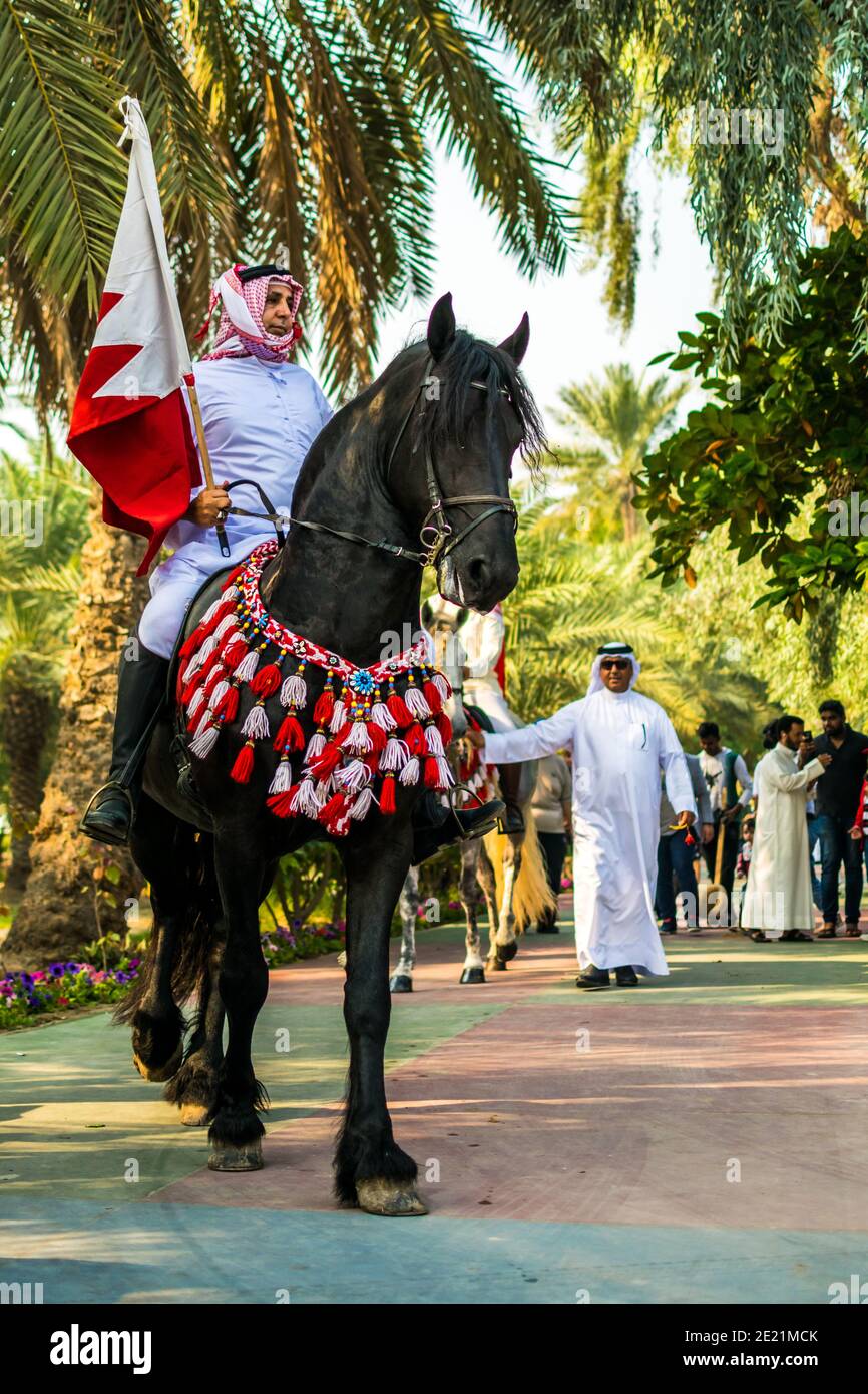 MANAMA, BAHRAIN - Feb 04, 2019: A group of people in their traditional ...