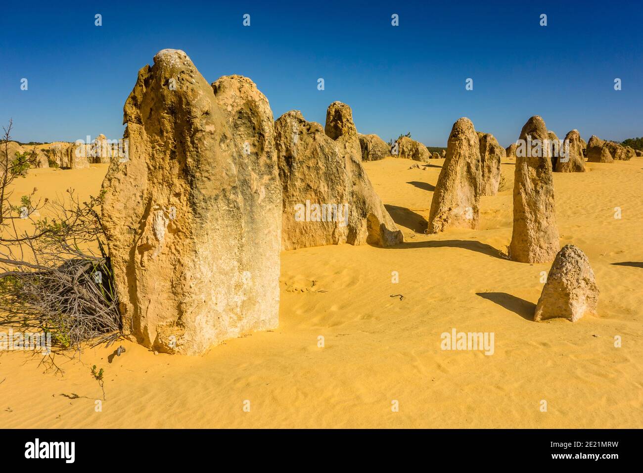 Limestone pillars of Pinnacles Desert, Nambung National Park, Western ...
