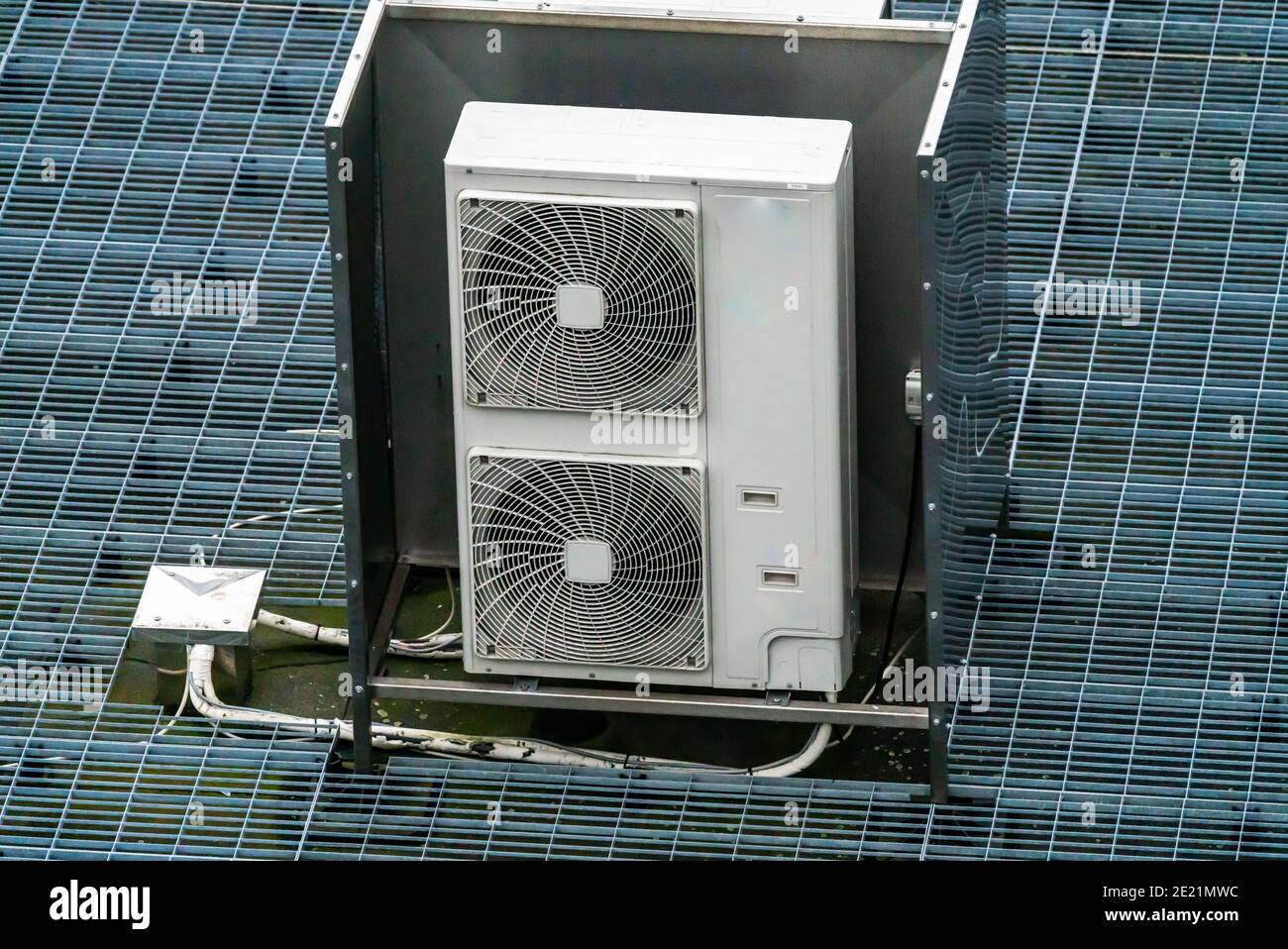 Large air-condition unit on the roof of an office building Stock Photo ...