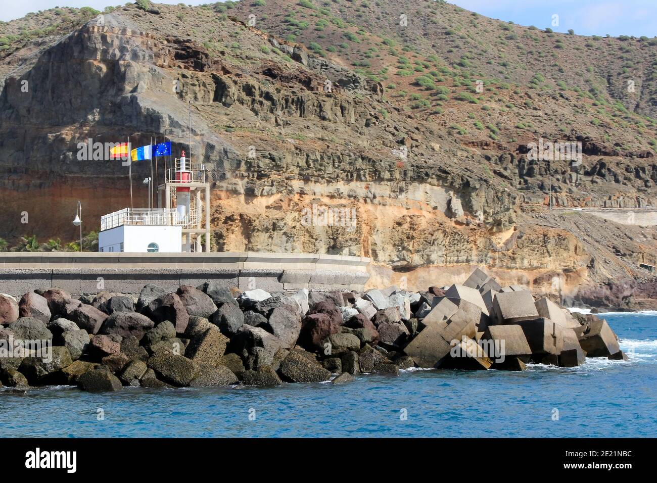 Coastal erosion protection around Gran Canaria Island Spain Stock Photo ...