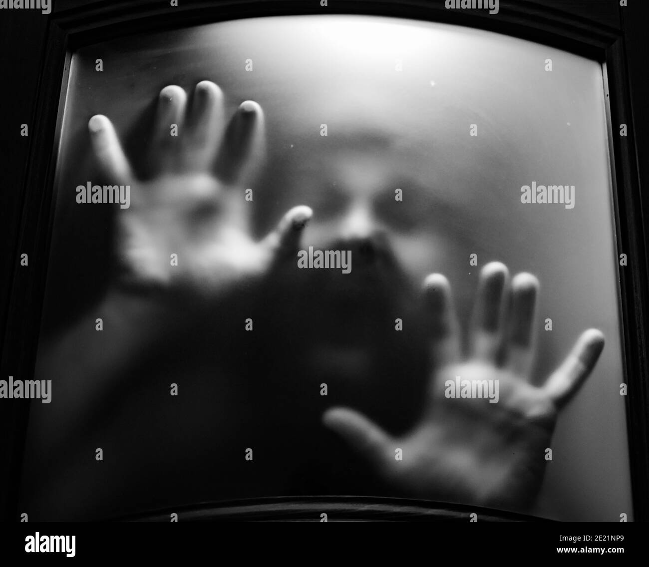 Curtain window hand Black and White Stock Photos & Images - Alamy