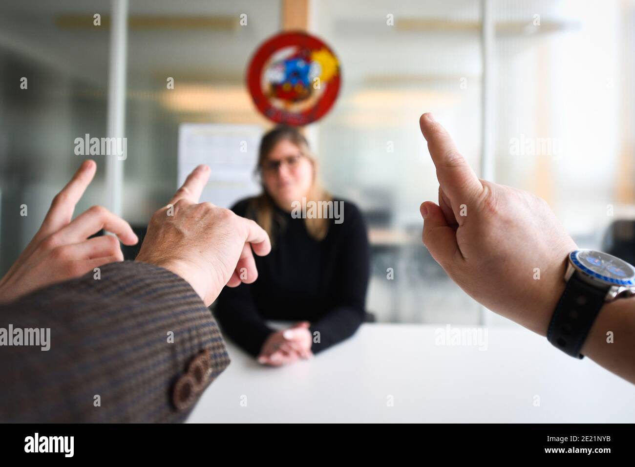 Manterrupting. Men unnecessarily interrupting a woman while speaking at ...