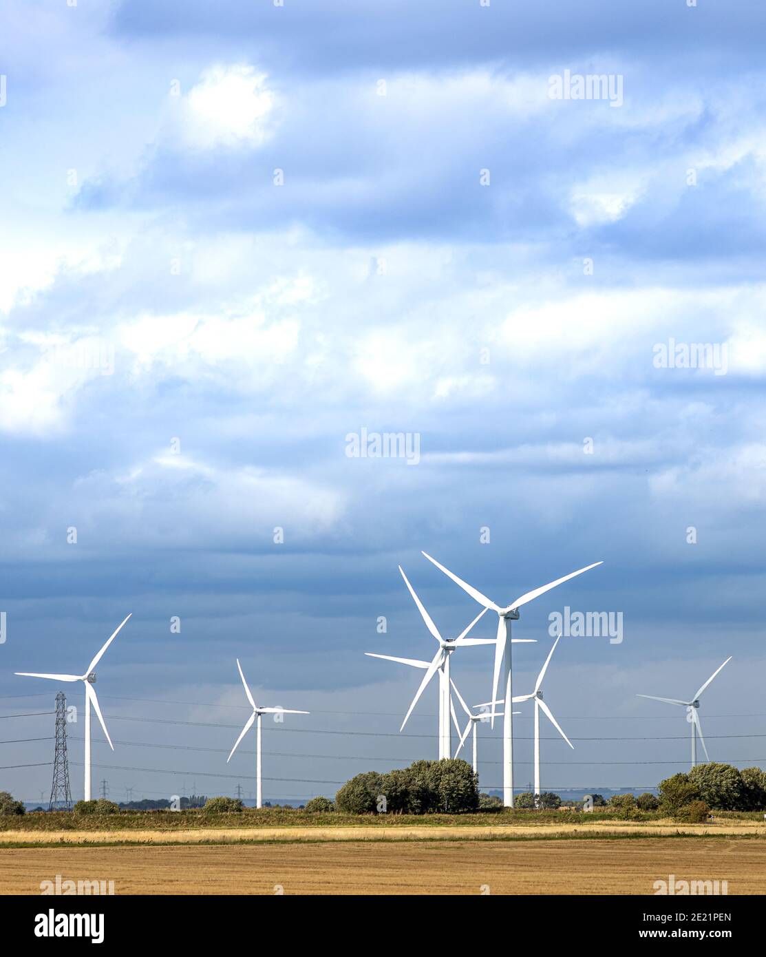 Wind Turbines at a windfarm in Lincolnshire part of the UK renewable ...