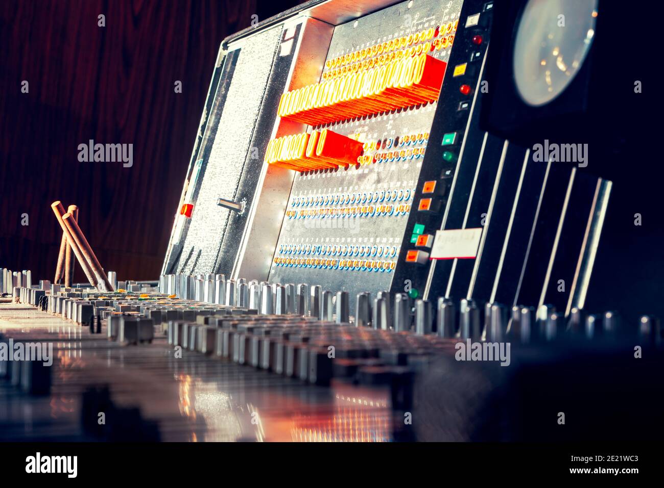 Vintage sound recording studio . Retro mixing console . Professional ...