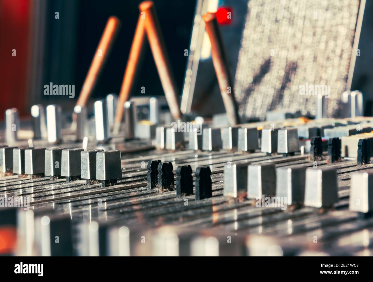 Old mixing console in vintage recording studio . Sound engineer ...