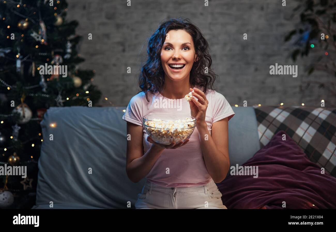 Young Beautiful woman stay home, during pandemic, spends his free time ...