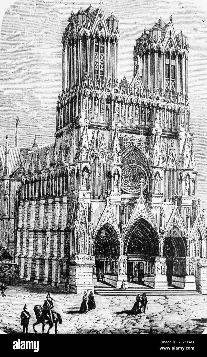 notre dame,reims 1280° ,edition lahure 1881 Stock Photo - Alamy