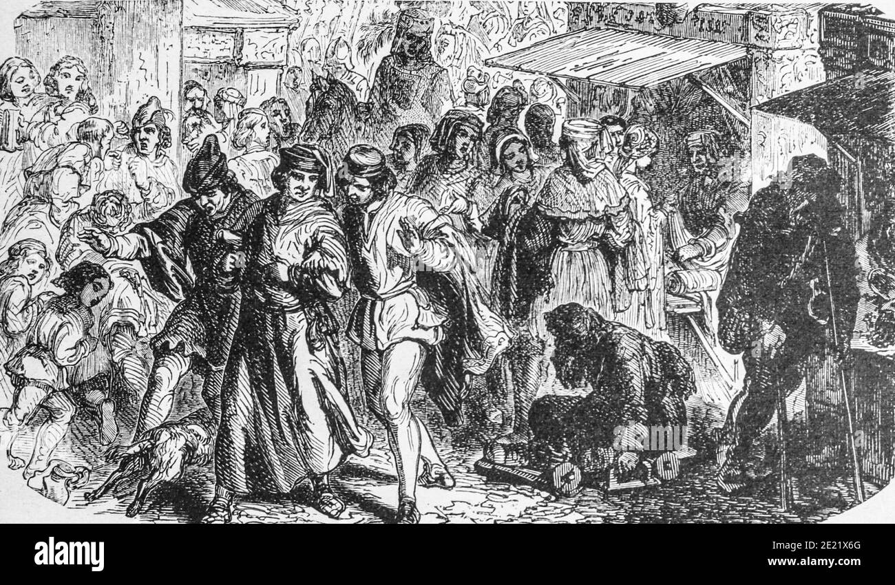 a fair in XIII ,edition lahure 1881 Stock Photo - Alamy