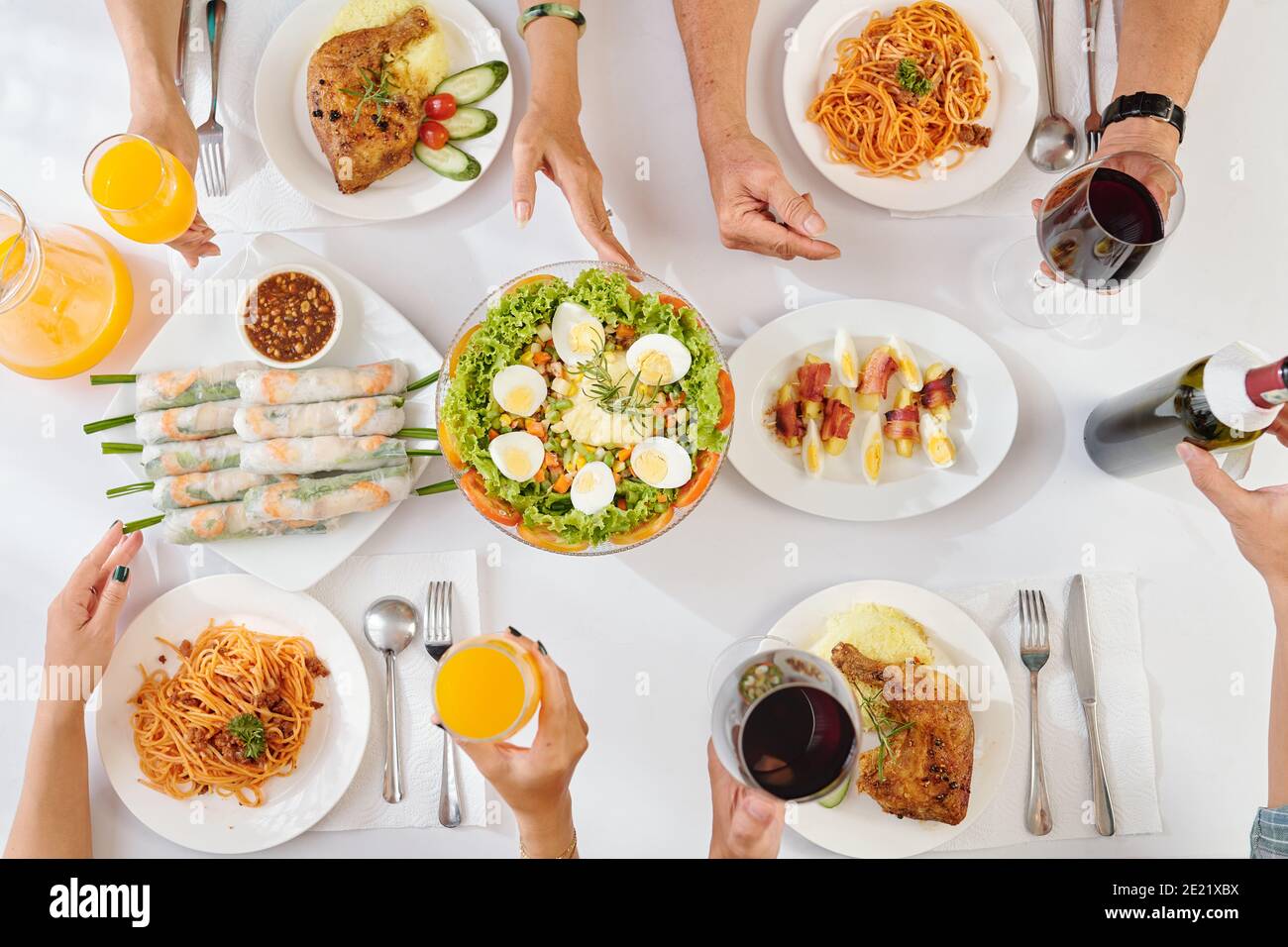 Friends having dinner party Stock Photo - Alamy
