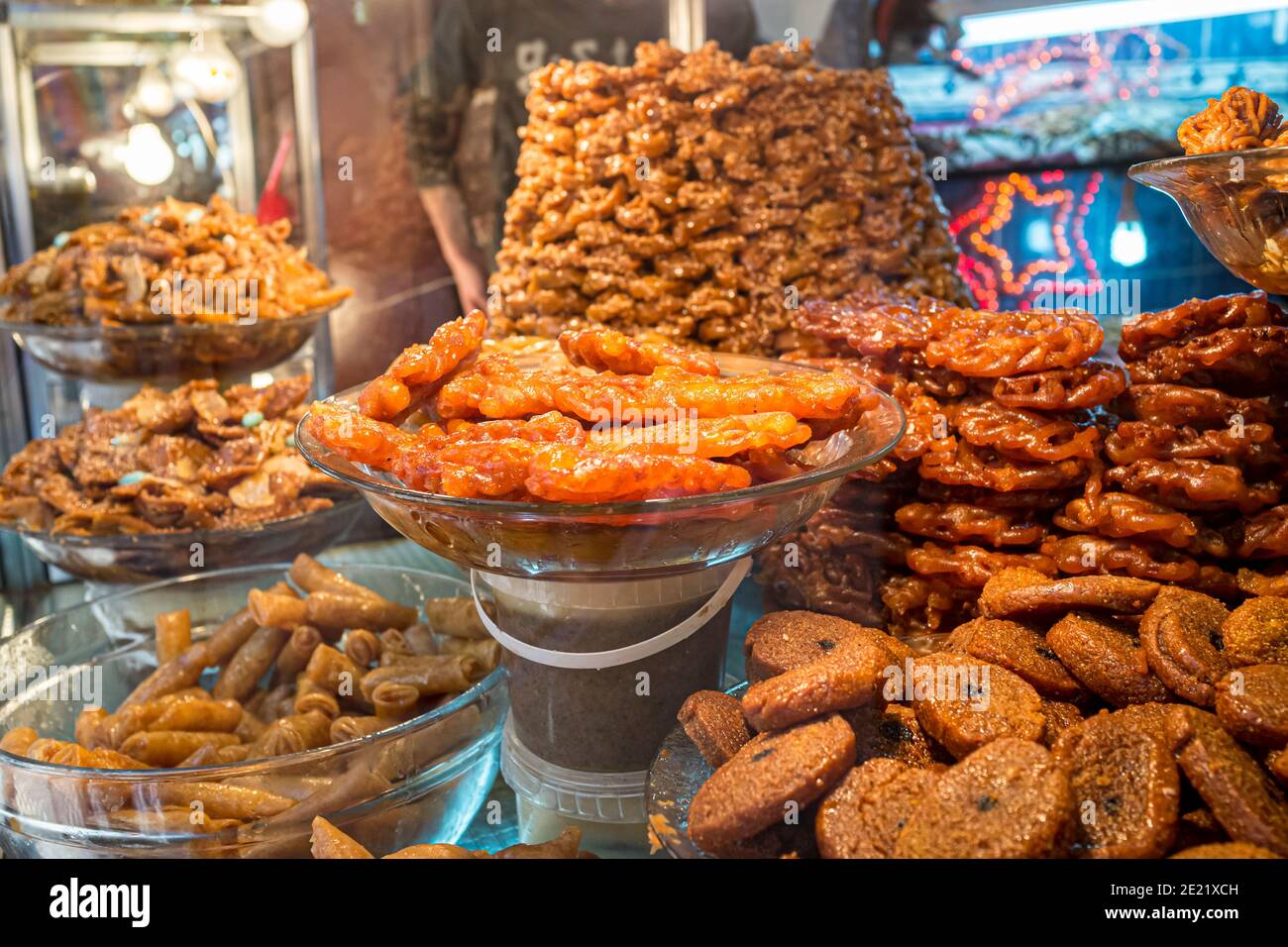 Moroccan biscuits and pastries dipped in honey for sale in the Medina ...