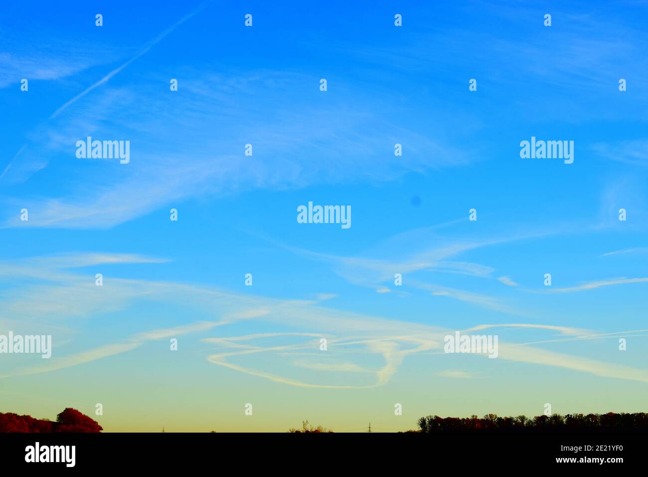 white lines in the blue sky Stock Photo - Alamy