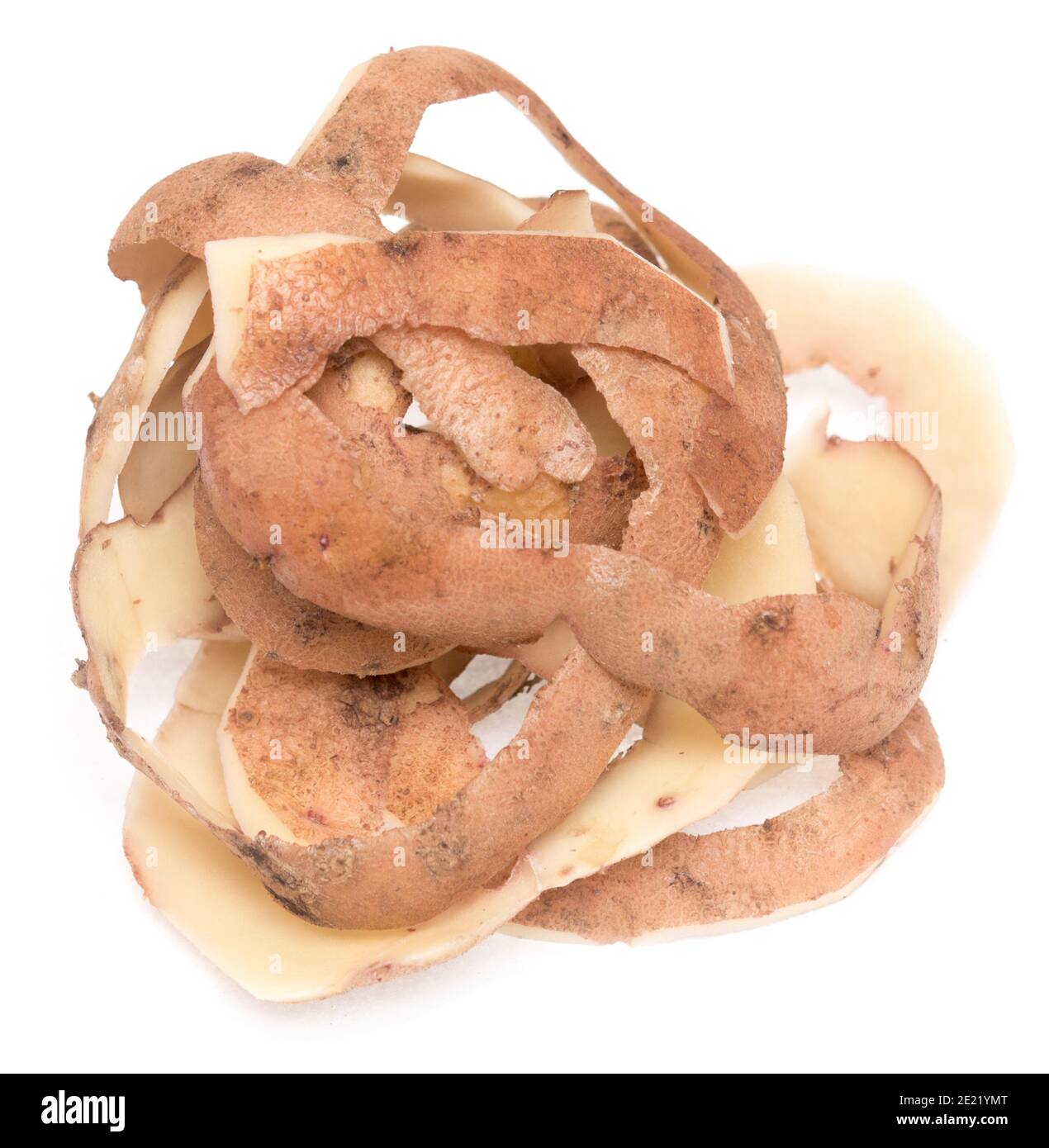 Potato peel isolated on white background Stock Photo - Alamy