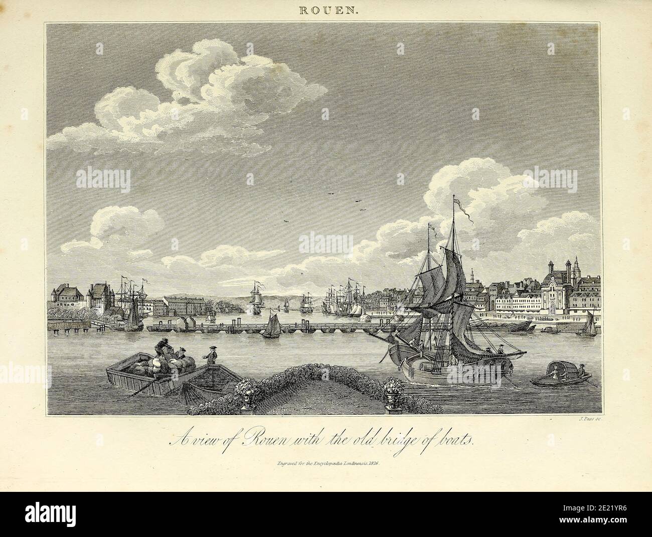 Rouen (France) with the old Bridge of Boats [Rouen is a city on the ...