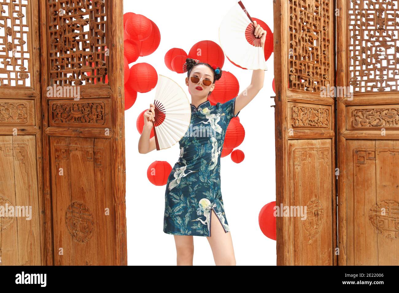 Beautiful woman with a fan Stock Photo - Alamy