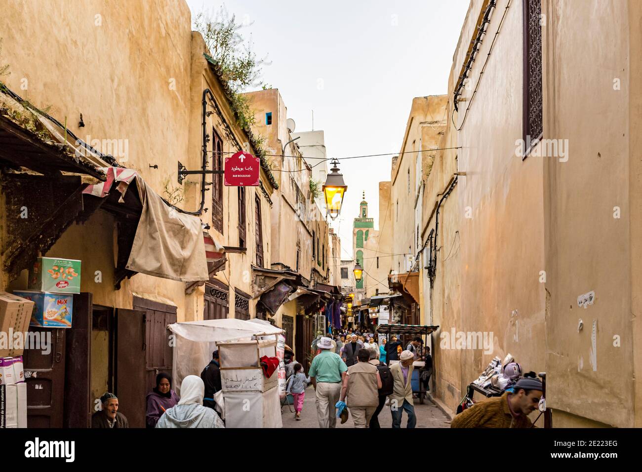 The narrow streets and alleys of the Medina of Fez in Morocco Stock ...
