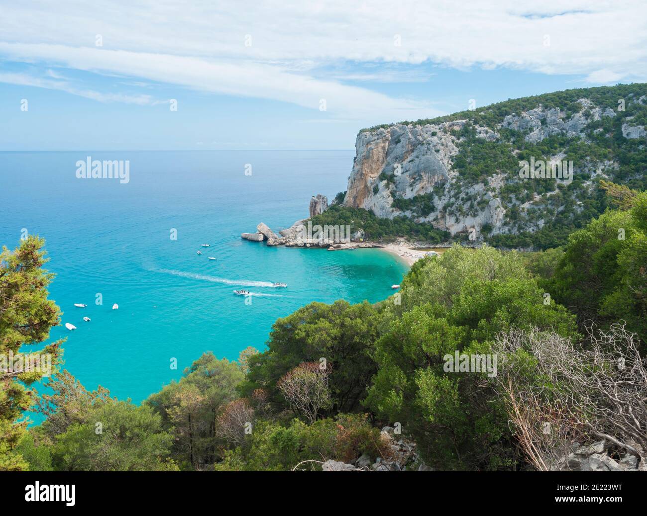 Aerial view of Cala Luna beach near Cala Gonone, Gulf of Orosei ...