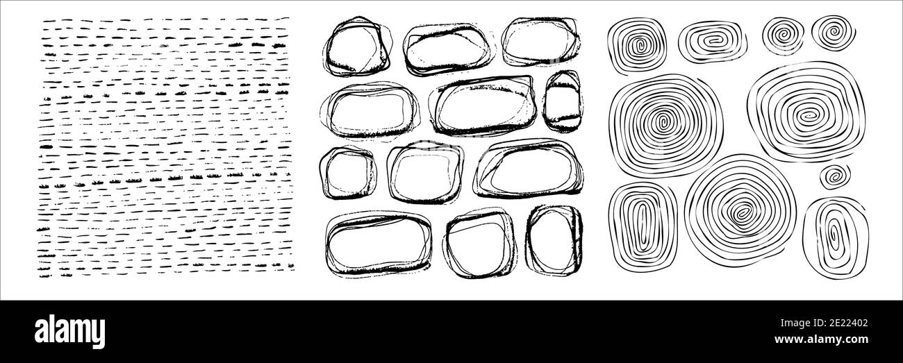 Set of abstract handmade graphic elements isolated on white, for ...