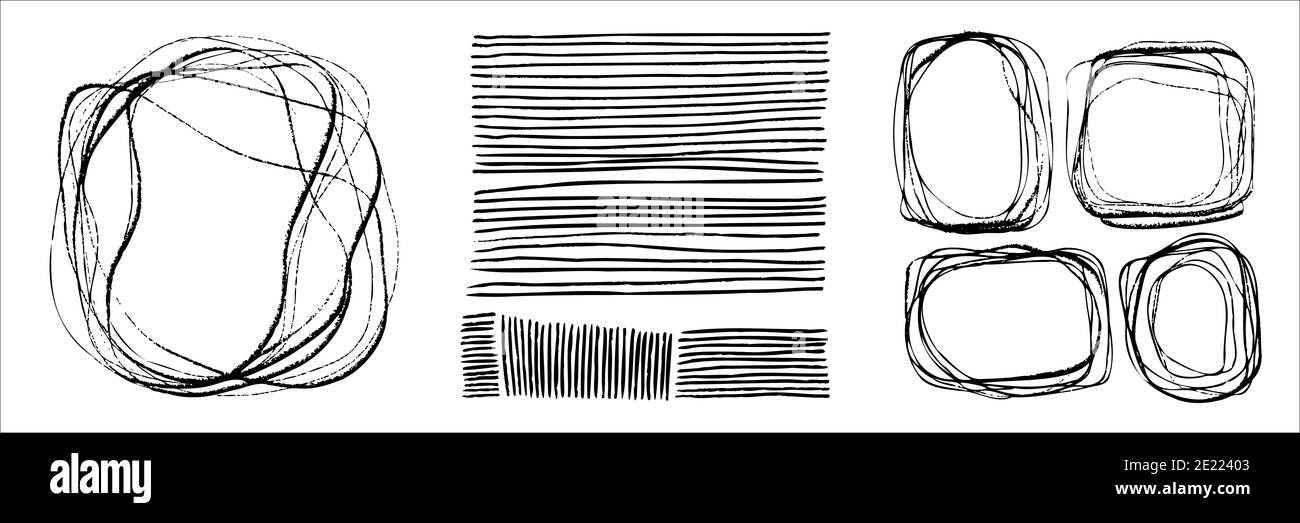 Set of abstract handmade graphic elements isolated on white, for ...