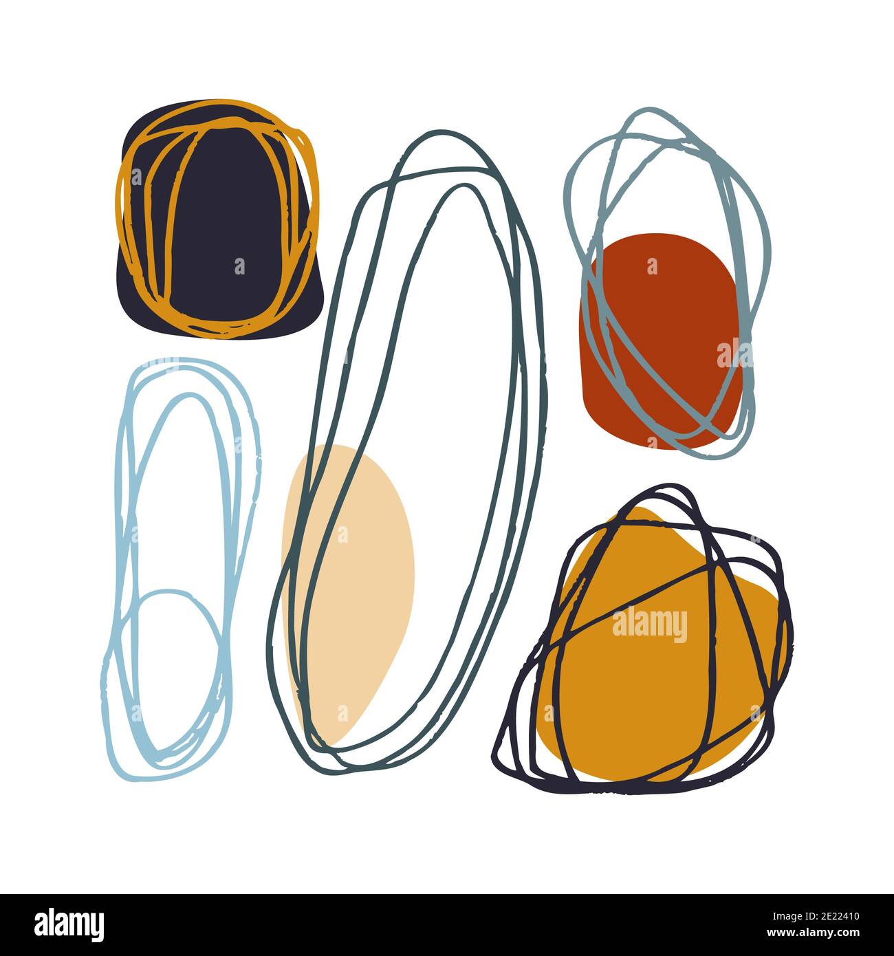 abstract handmade graphic elements isolated on white, for decoration ...