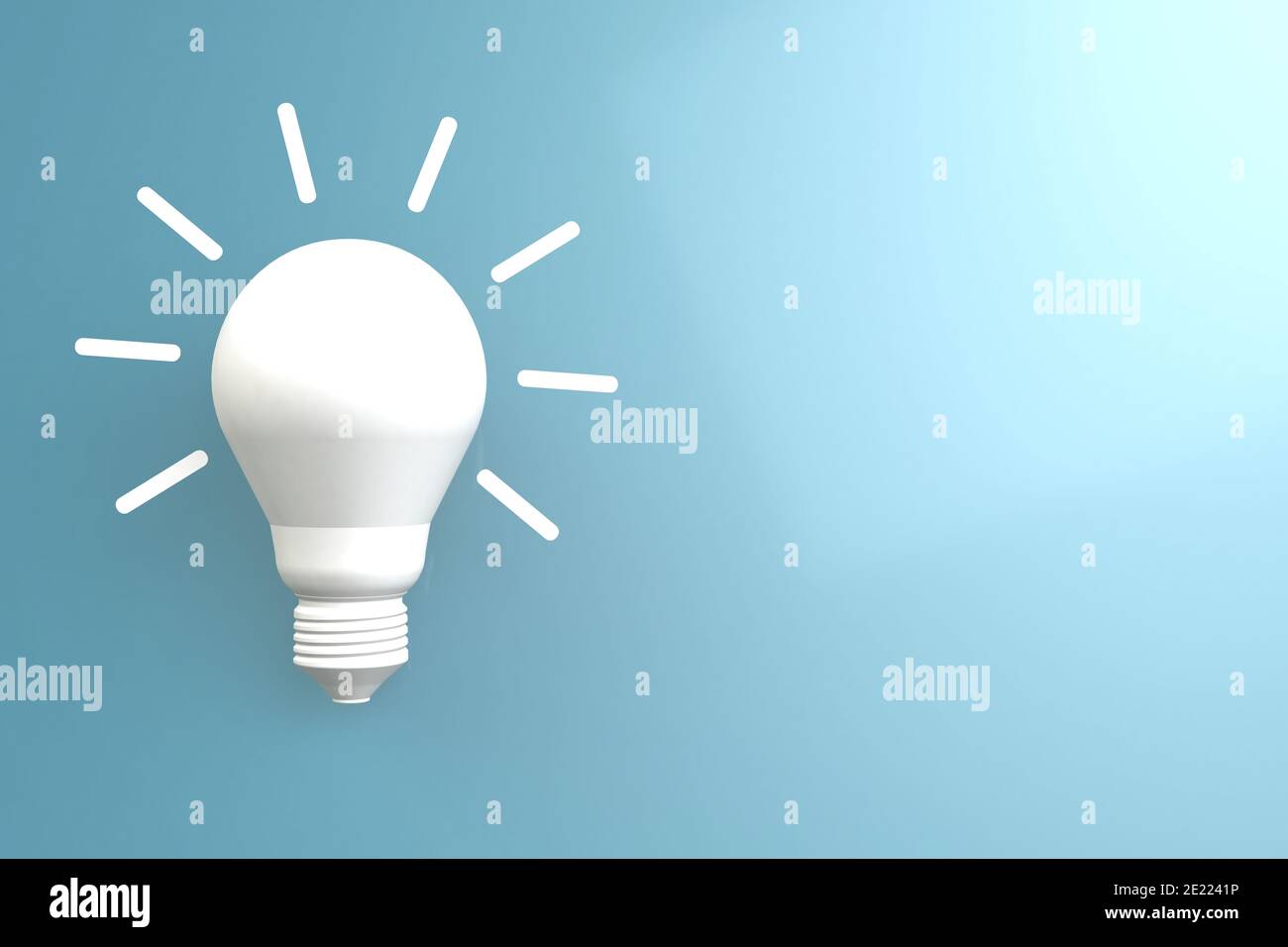 3D rendering of a Light bulb with a blue background - creative concept ...