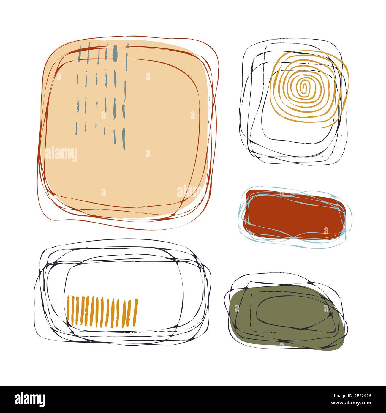 abstract handmade graphic elements isolated on white, for decoration ...