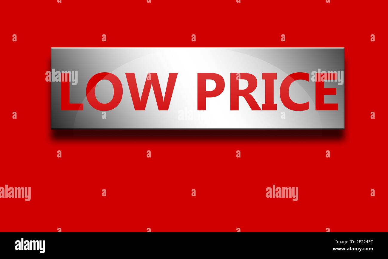 3D rendering of a low price banner design with a red background Stock ...