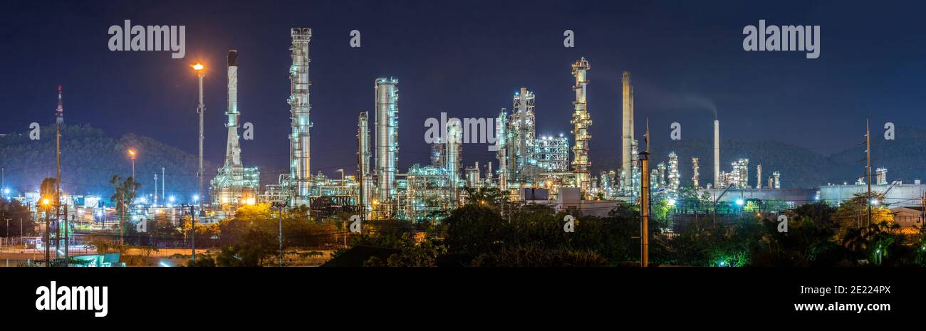 Oil refinery with water vapor in Hamburg, Germany, petrochemical ...