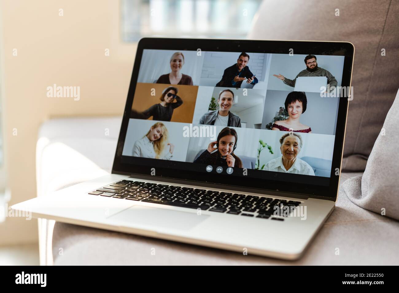 Beautiful young woman having video conference call via computer. Call ...