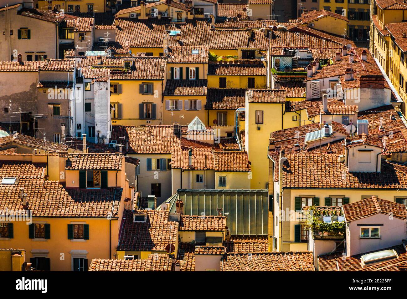 Lovely aerial close-up view of the residential buildings in the ...