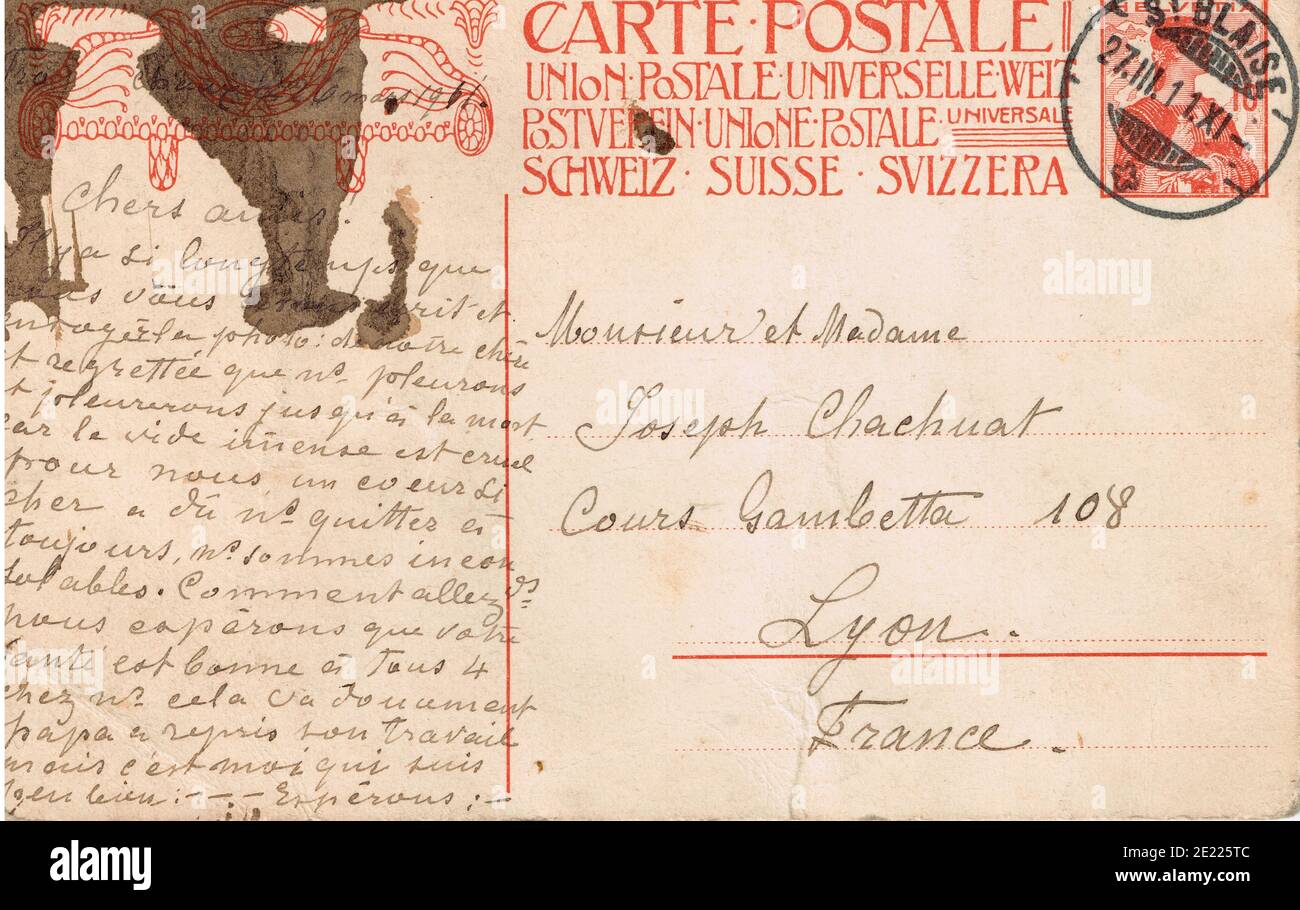 Old Postcard, Swiss, 1909 Stock Photo - Alamy