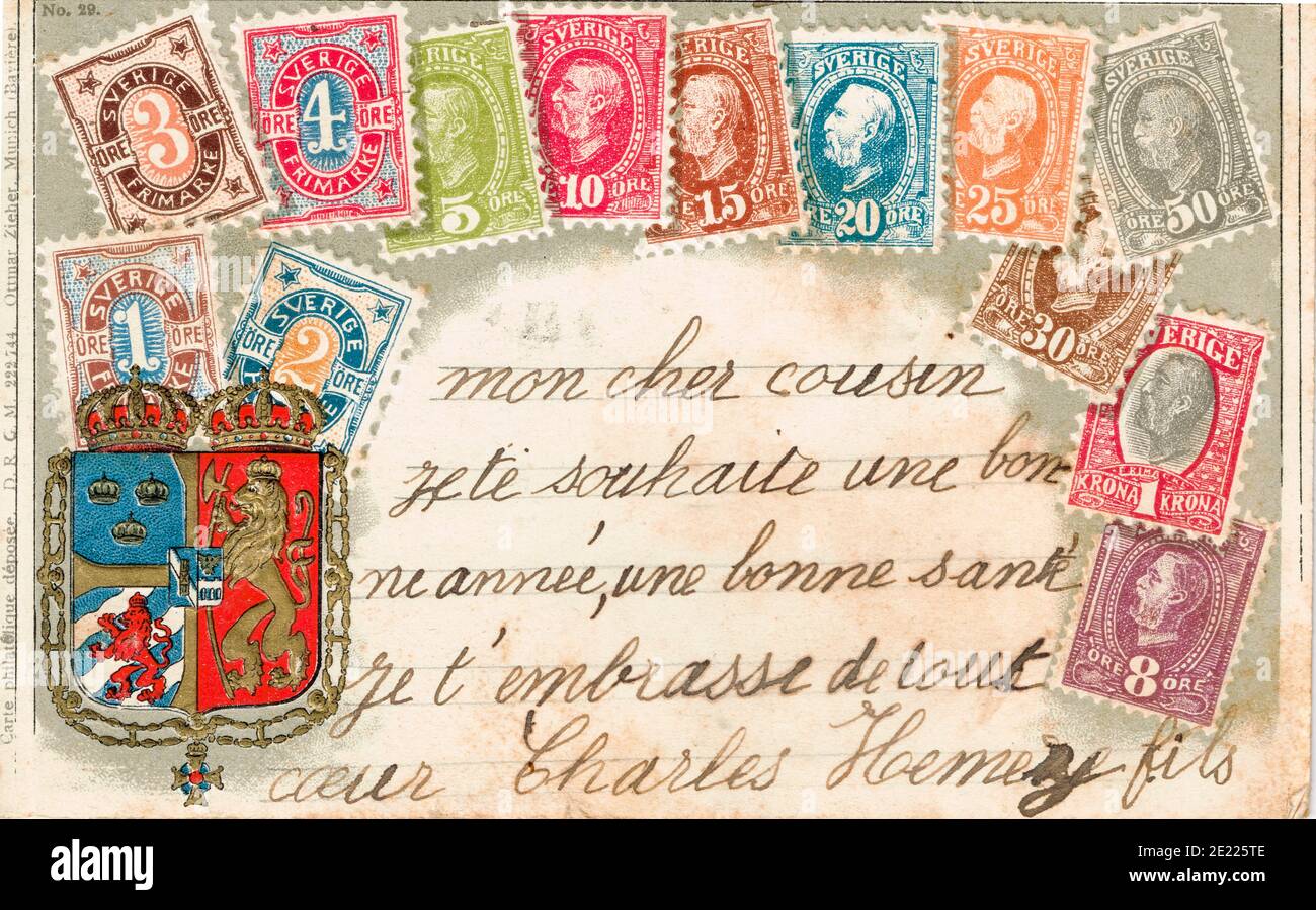 Old Postcard, Sweden, 1909 Stock Photo - Alamy