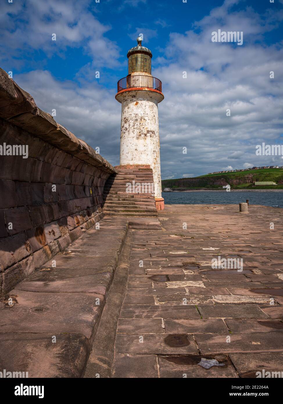 The West Pier Lighthouse in Whitehaven, Cumbria, England, UK Stock ...