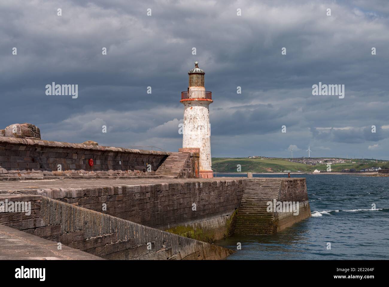 The West Pier Lighthouse in Whitehaven, Cumbria, England, UK Stock ...