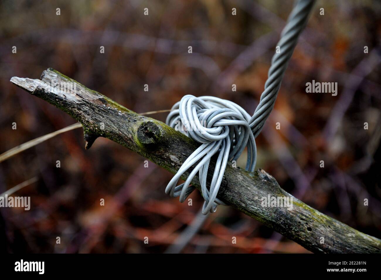 knotted aluminum wire cable image Stock Photo - Alamy