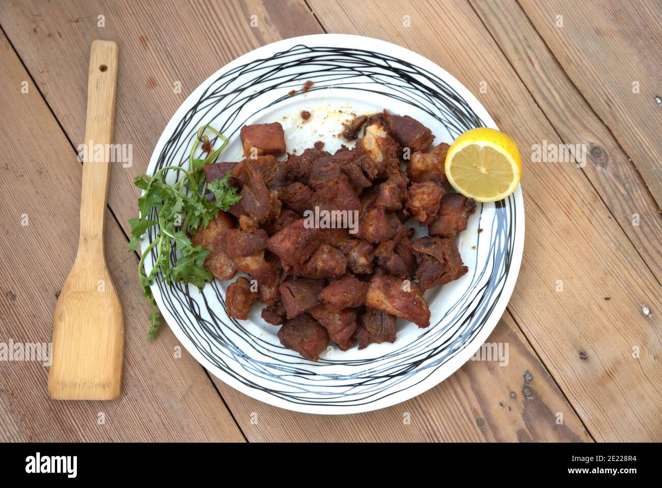 Top view shot of delicious greek traditional food Tigania for Christmas ...