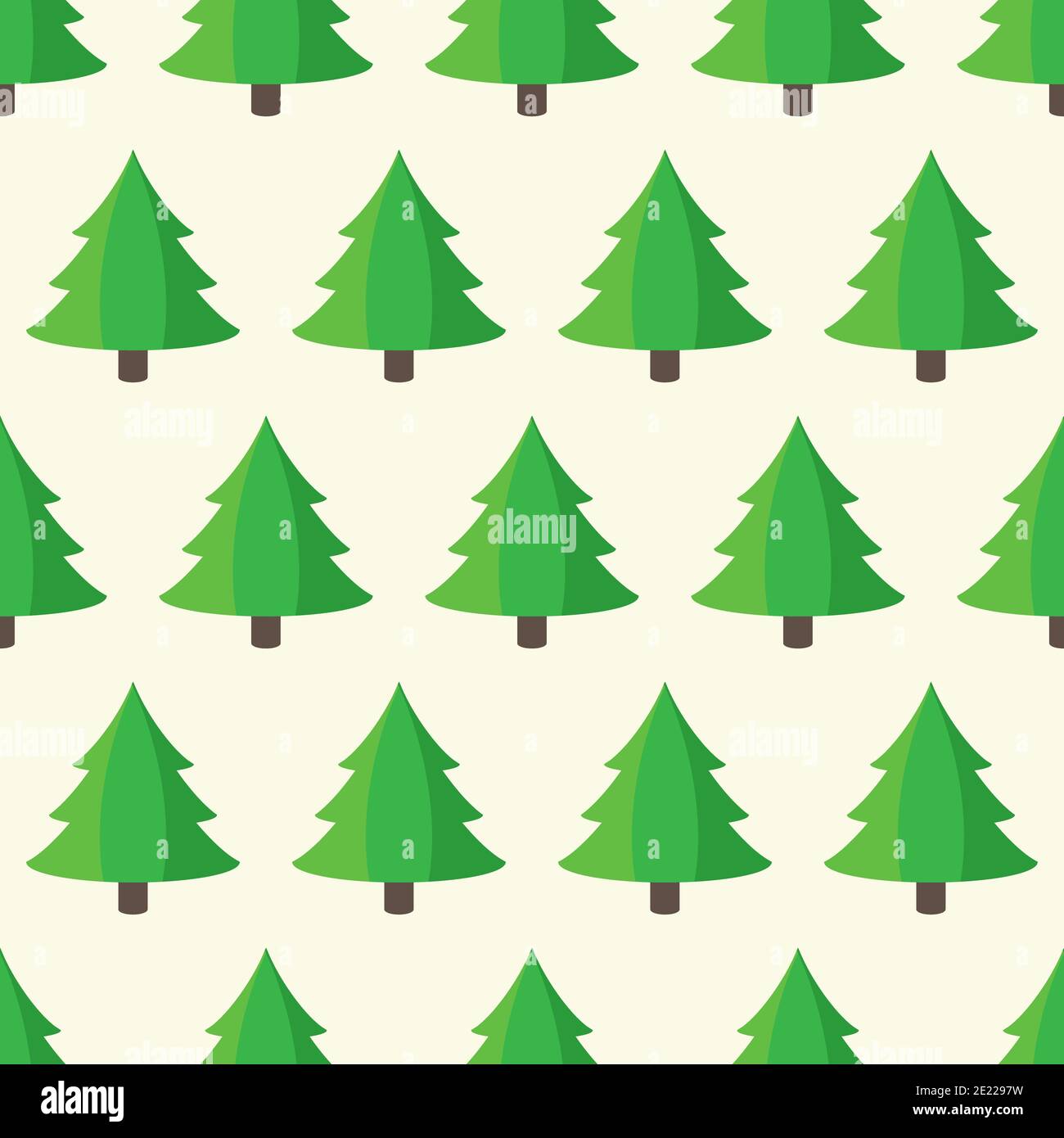 Seamless pattern with cartoon green trees on a neutral background Stock ...